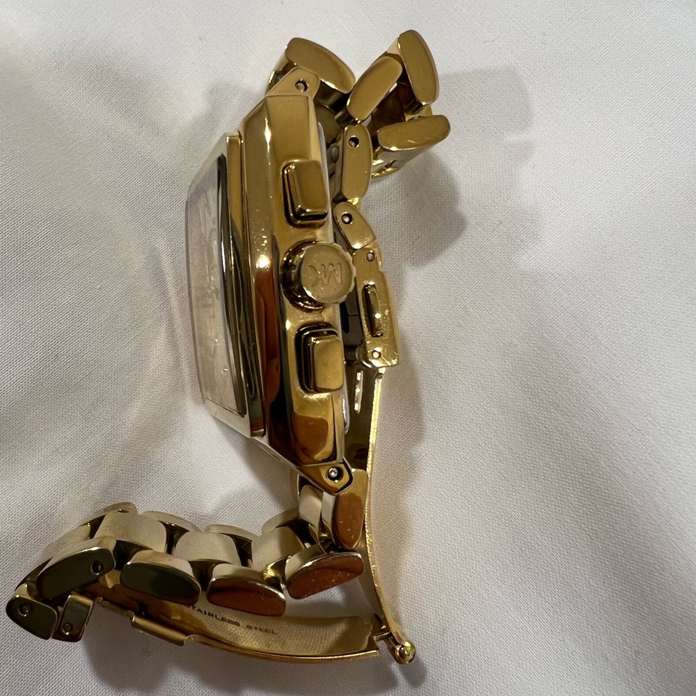 Michael Kors Chronograph Square Face Watch Gold Tone … - Gem